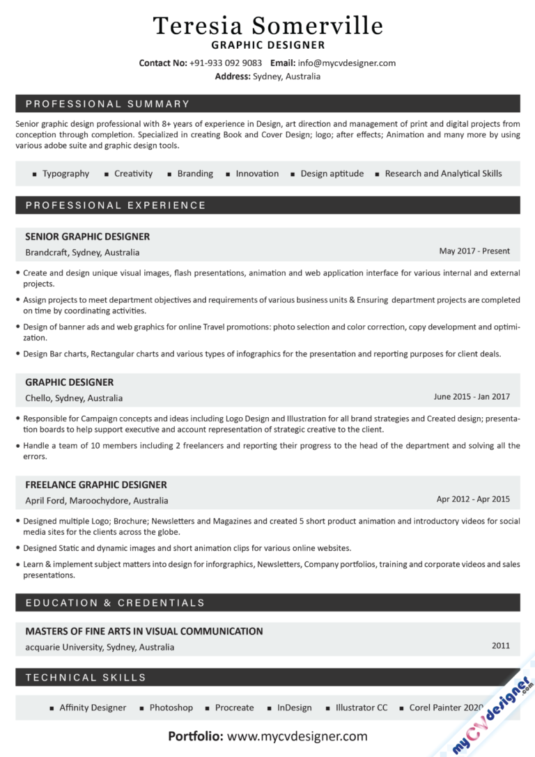 Text CV/Resume – My CV Designer